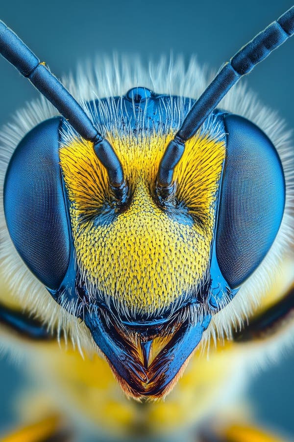Extreme Macro Portrait of a Bumblebee Showcasing the Intricate ...