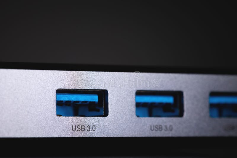 Extreme Macro USB 3.0 Ports on Universal Hub Panel Stock Image - Image ...