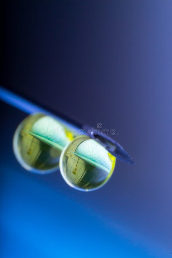 Extreme Macro View of a Hypodermic Needle with Two Drops of Drug ...