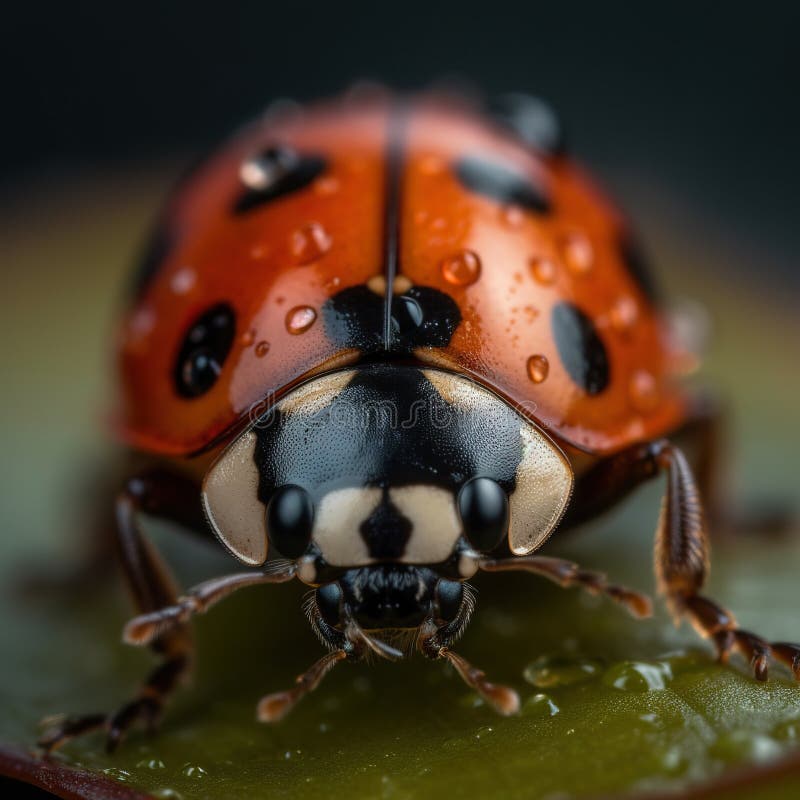 Extreme Macro View of Lady Bug with Water Drops Stock Photo - Image of ...