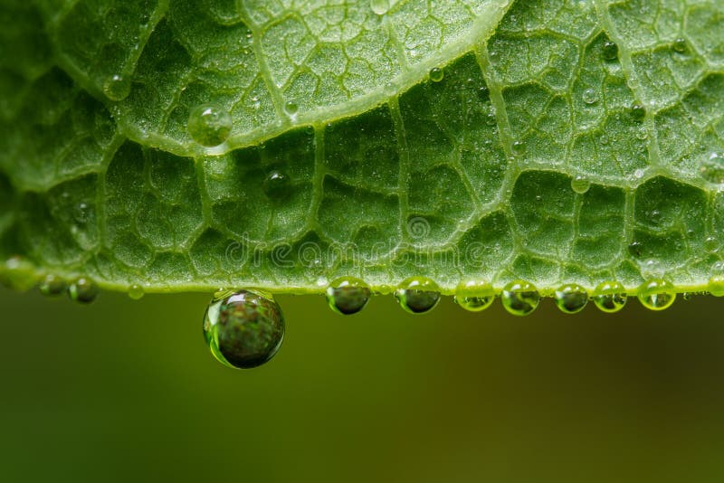 Extreme Macrophotography: Water Drops on a Leaf S Edge. Stock Image ...