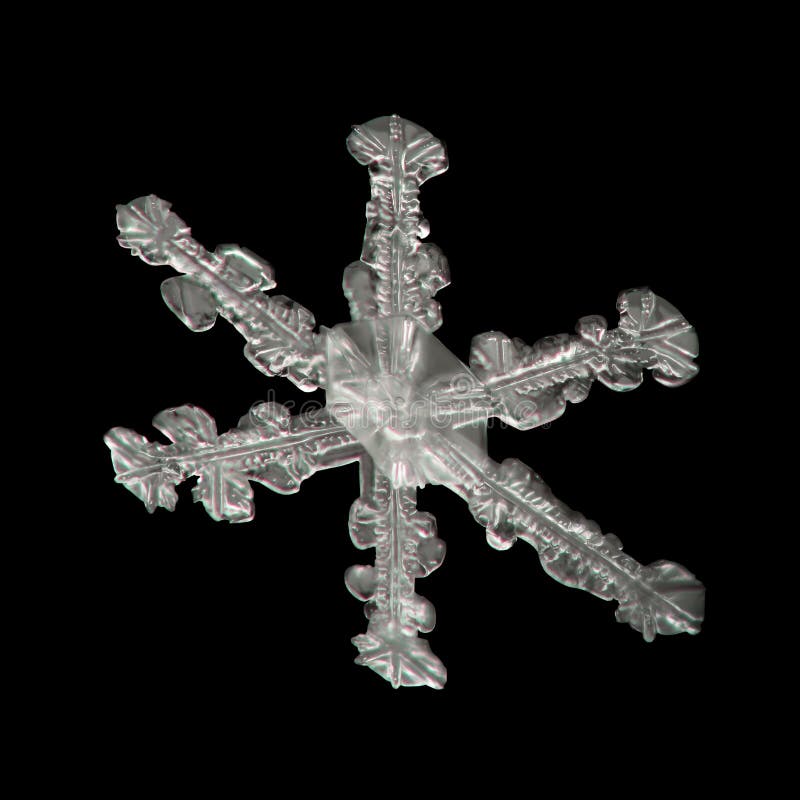 Extreme Magnification - Real Snowflake on Black Background Stock Photo ...