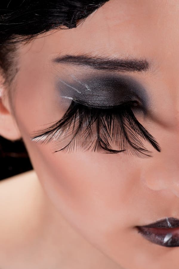 Extreme Makeup with Feather Eyelashes Stock Photo - Image of makeup ...