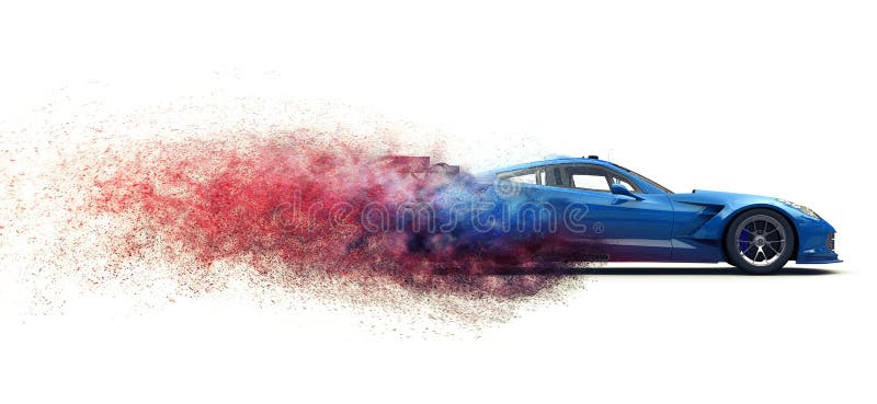 Extreme Modern Blue Super Car - Particle Disintegration FX Stock ...