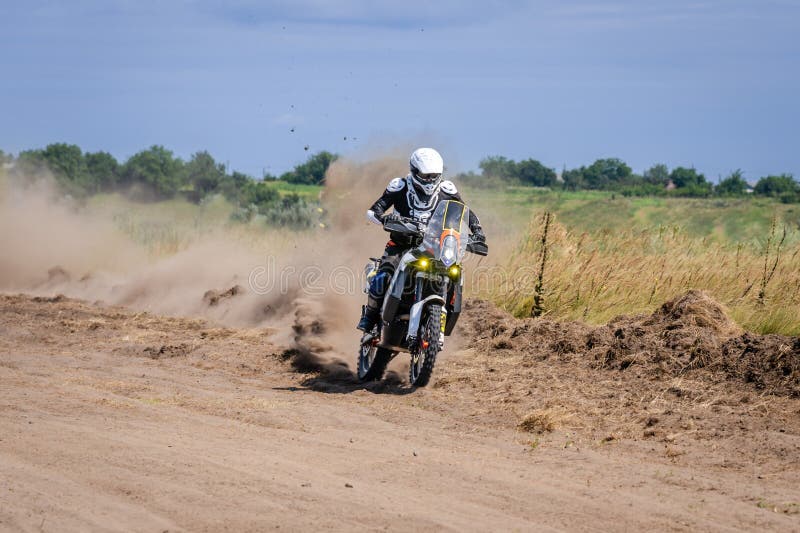 An Extreme Motocross Track. Riding on Dust Track Stock Photo - Image of ...