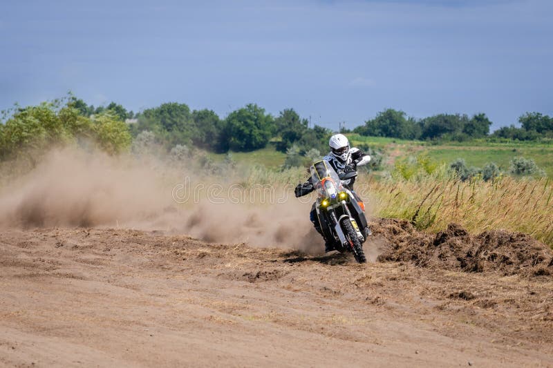 An Extreme Motocross Track. Riding on Dust Track Stock Image - Image of ...