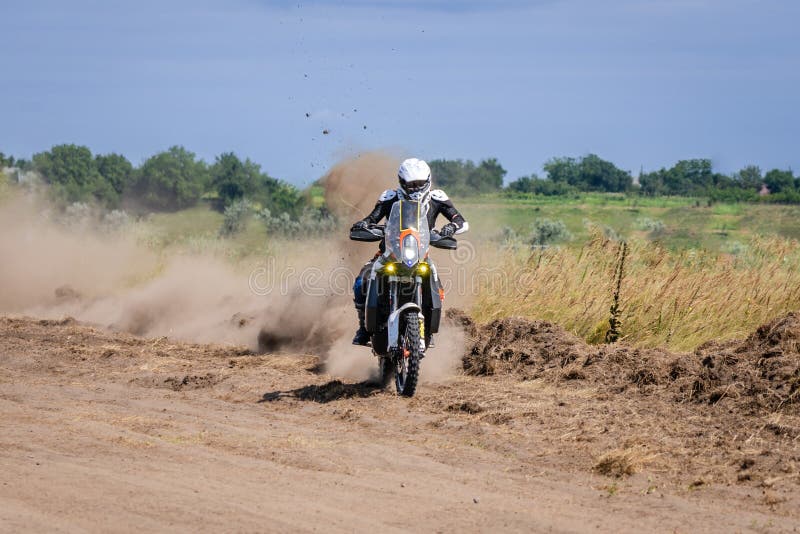 An Extreme Motocross Track. Riding on Dust Track Stock Photo - Image of ...