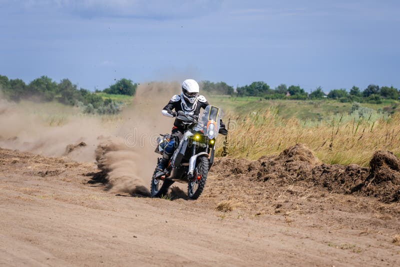 Extreme Motocross Track. Riding on Dust Track Stock Image - Image of ...
