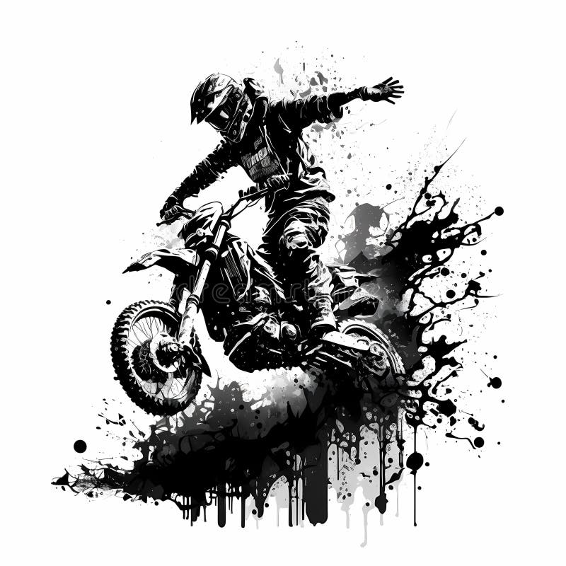 Extreme Motorcycle Stunts Rider Black and White. Generative AI Stock ...
