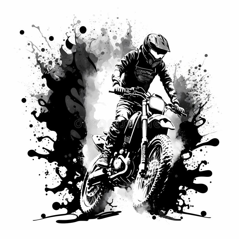 Extreme Motorcycle Stunts Rider Black and White. Generative AI Stock ...