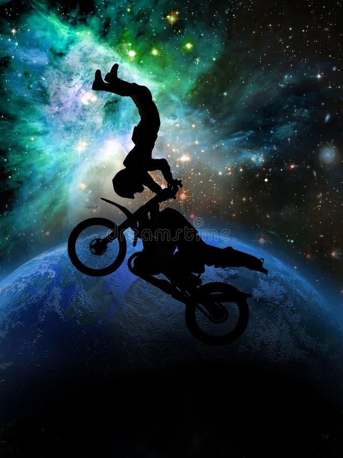 Extreme motorcycle trick stock illustration. Illustration of cosmos ...