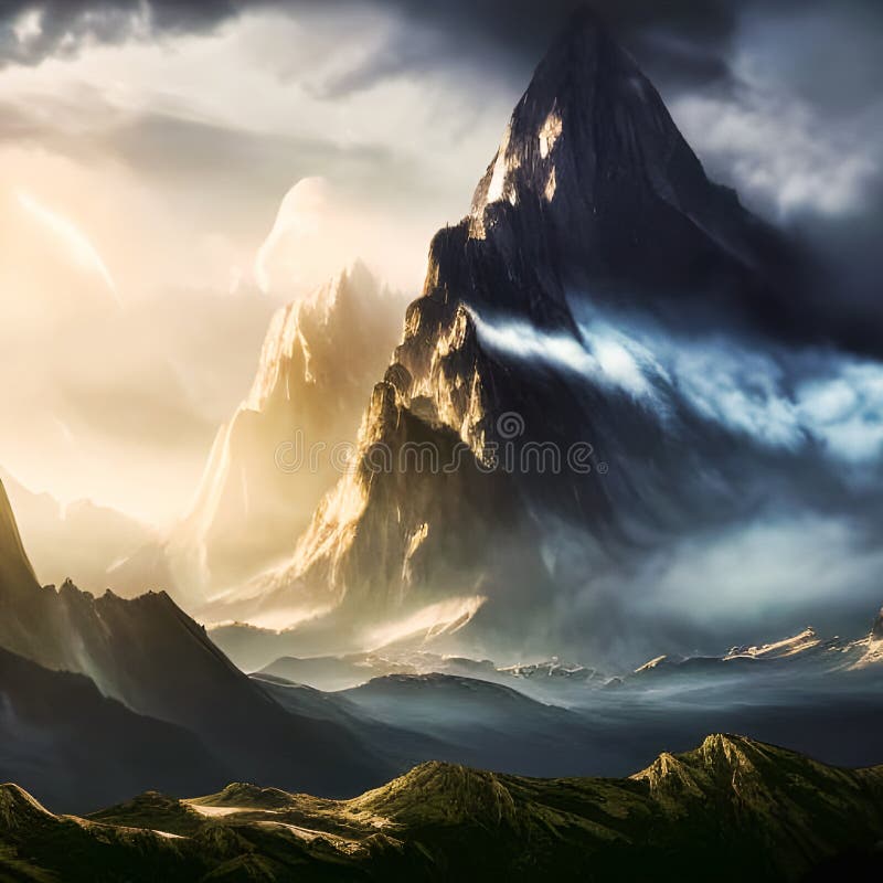 Extreme mountain landscape stock illustration. Illustration of ...