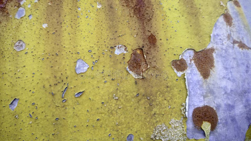 Extreme Peeling Paint and Rust on Yellow Concrete Stock Image - Image ...