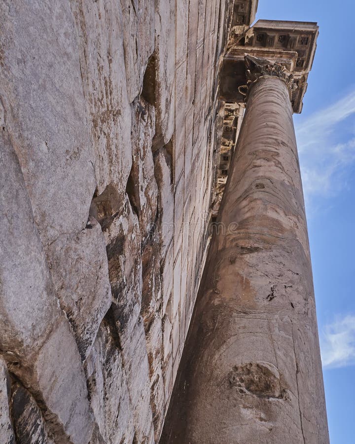 Extreme Perspective of Hadrian S Library Column Stock Photo - Image of ...