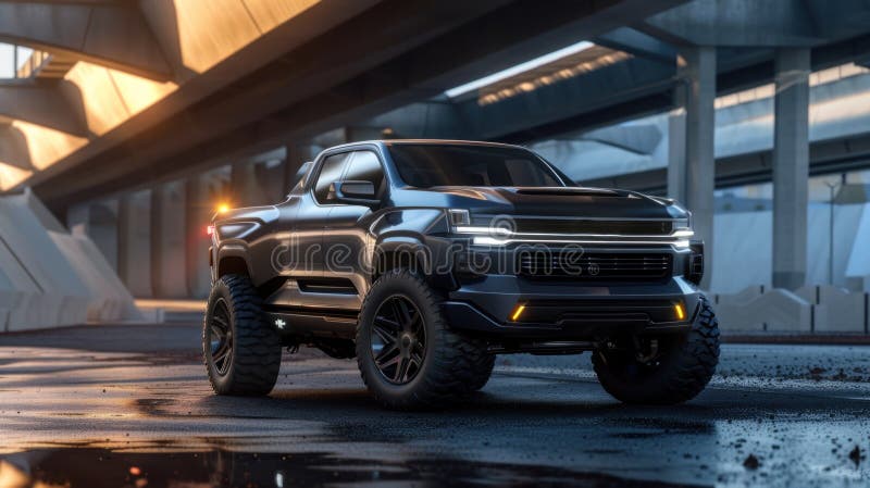 Extreme Pickup Truck Car Standing on a Road Stock Image - Image of ...