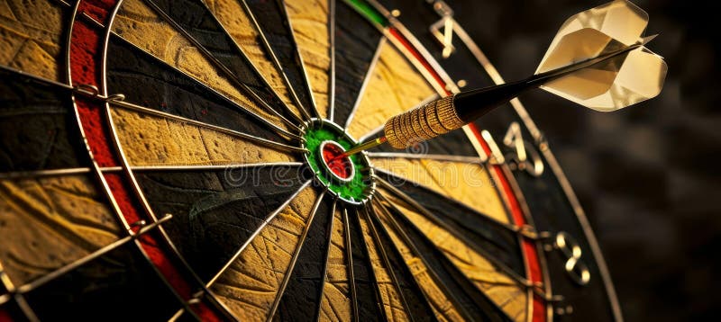 Extreme Precision Close Up of Dart Hitting Bullseye on Dartboard ...