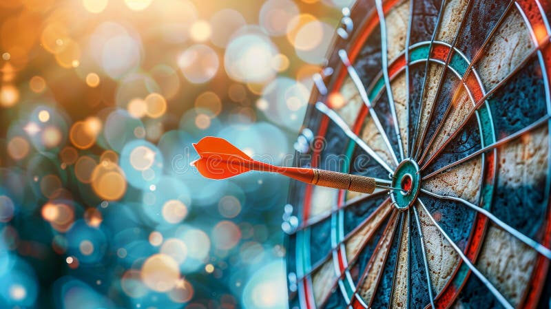 Extreme Precision Close Up of Dart Hitting the Bullseye on a Target ...