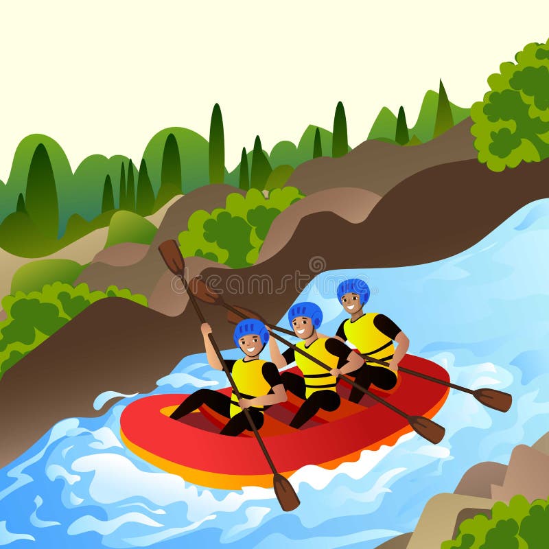 Cartoon girl on raft stock illustration. Illustration of character ...