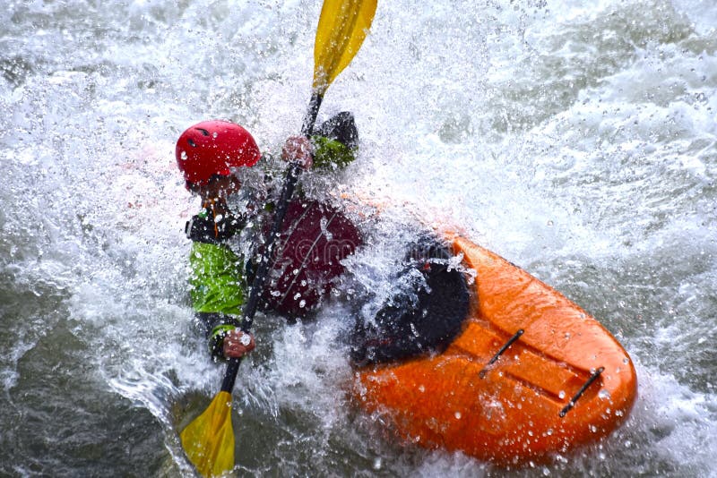 Extreme river kayaking stock photo. Image of people, exciting - 73861120