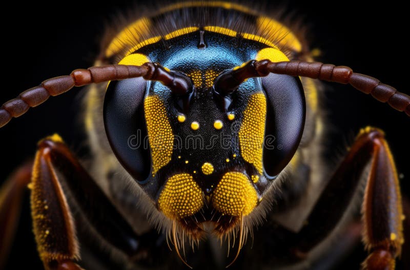 Extreme Sharp and Detailed Study of Wasp Head Stock Photo - Image of ...