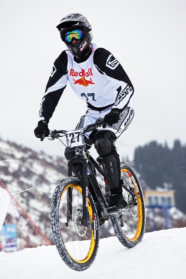 Extreme Snow Mountain Biking Editorial Stock Photo - Image of helmet ...