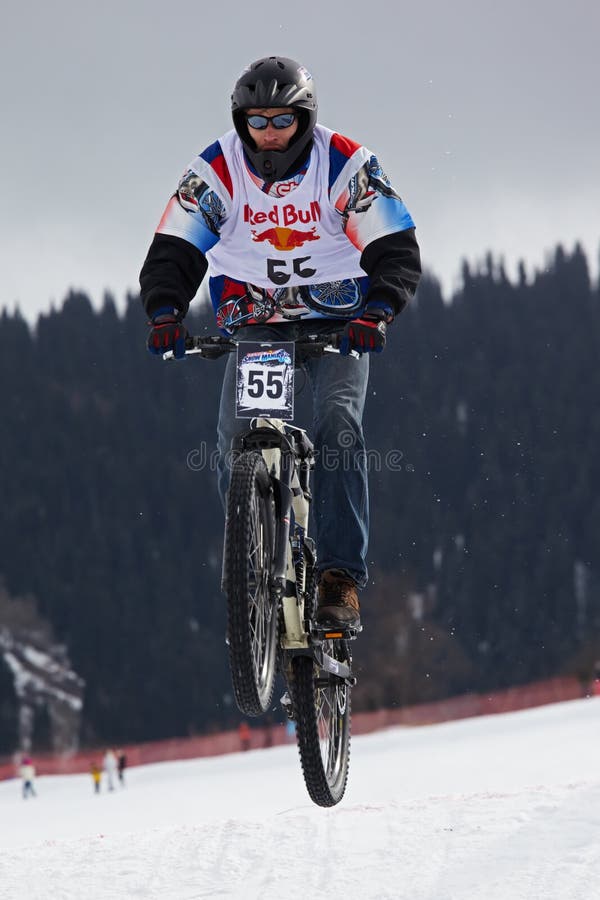 Extreme Snow Mountain Biking Editorial Photo - Image of pursuit ...