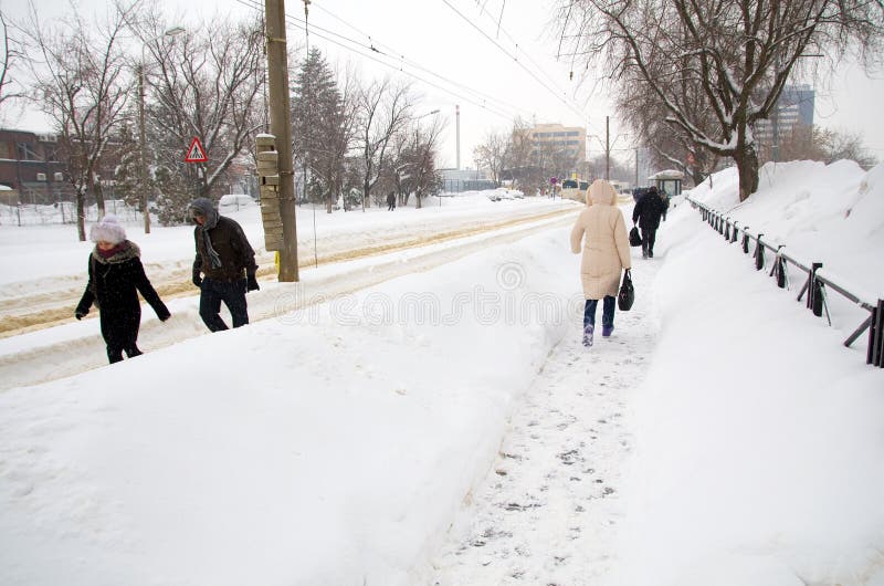 Walking in snow editorial stock image. Image of covered - 23359539