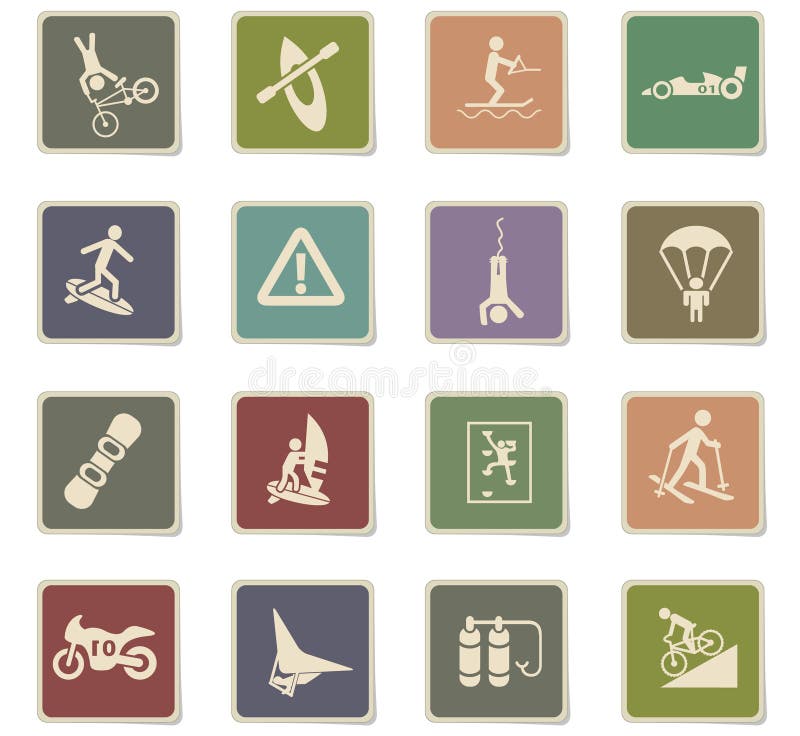 Extreme sport icon set stock vector. Illustration of sport - 126294631