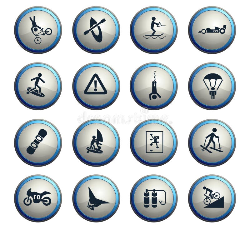 Extreme sport icon set stock vector. Illustration of extreme - 128223504