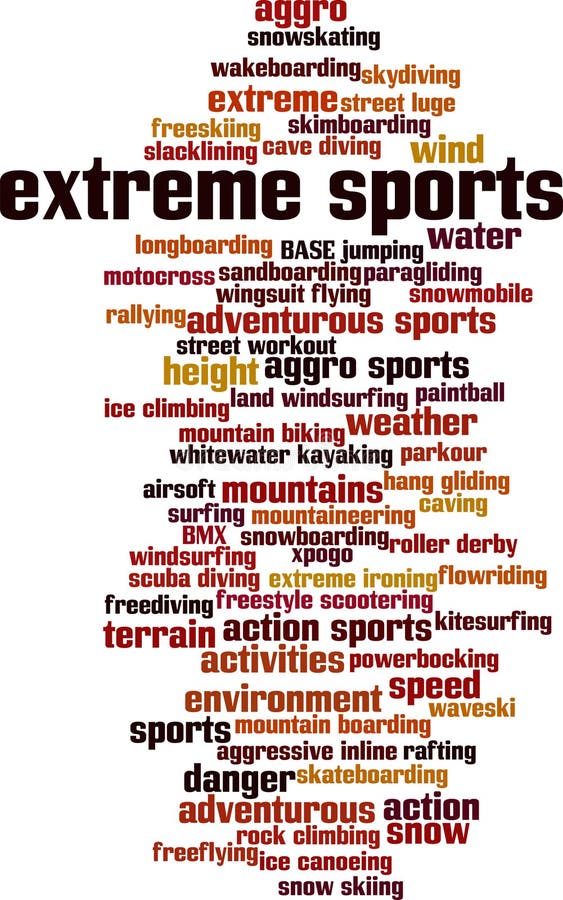 Extreme sports word cloud stock vector. Illustration of mountainbiking ...