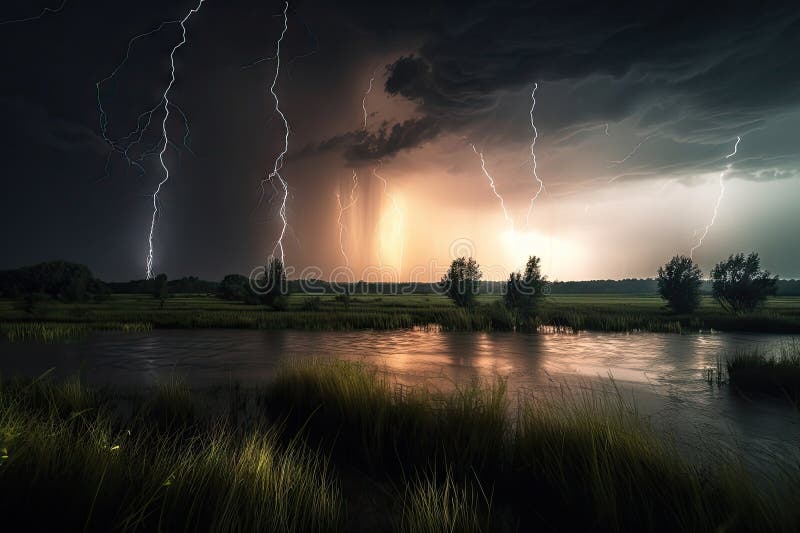 Extreme Weather Event, with Thunderstorms and Lightning, in Climate ...