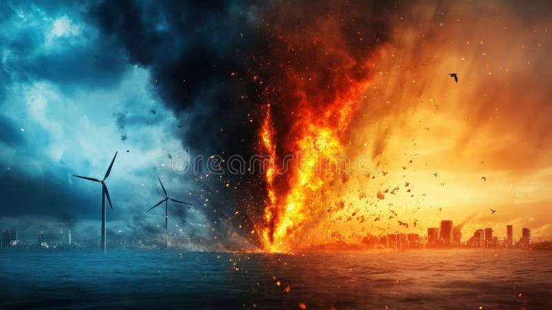 Extreme Weather Scene with Striking Visual Contrast Stock Image - Image ...