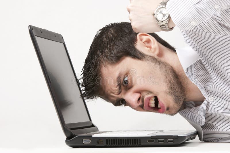 Angry Businessman Smashing His Laptop Stock Photo - Image of people ...