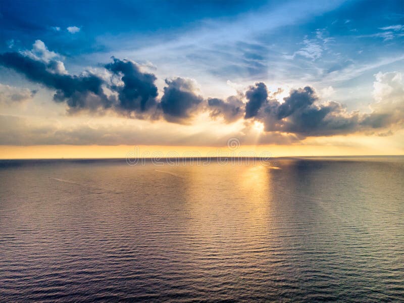 Extremely Beautiful Sunrise with Light Rays Above Sea Stock Image ...