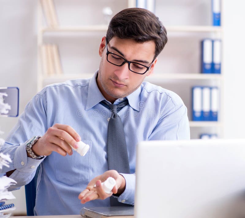 Extremely Busy Businessman Working in Office Stock Image - Image of ...