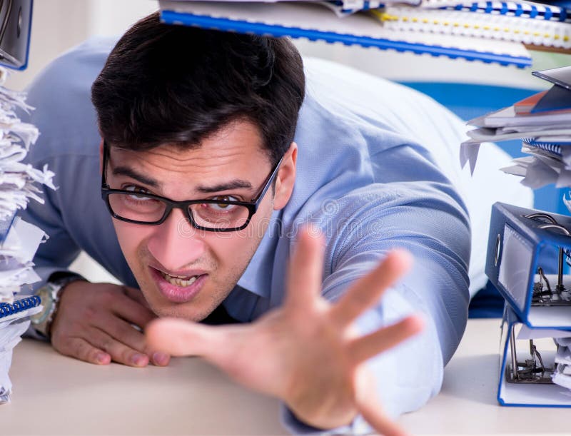 Extremely Busy Businessman Working in Office Stock Photo - Image of ...