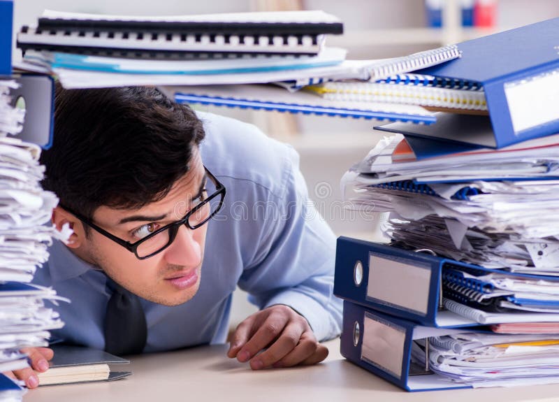 Extremely Busy Businessman Working in Office Stock Photo - Image of ...