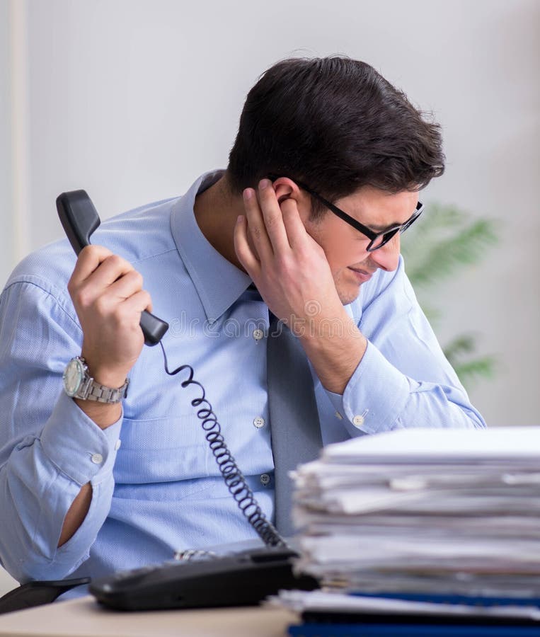Extremely Busy Businessman Working in Office Stock Image - Image of ...