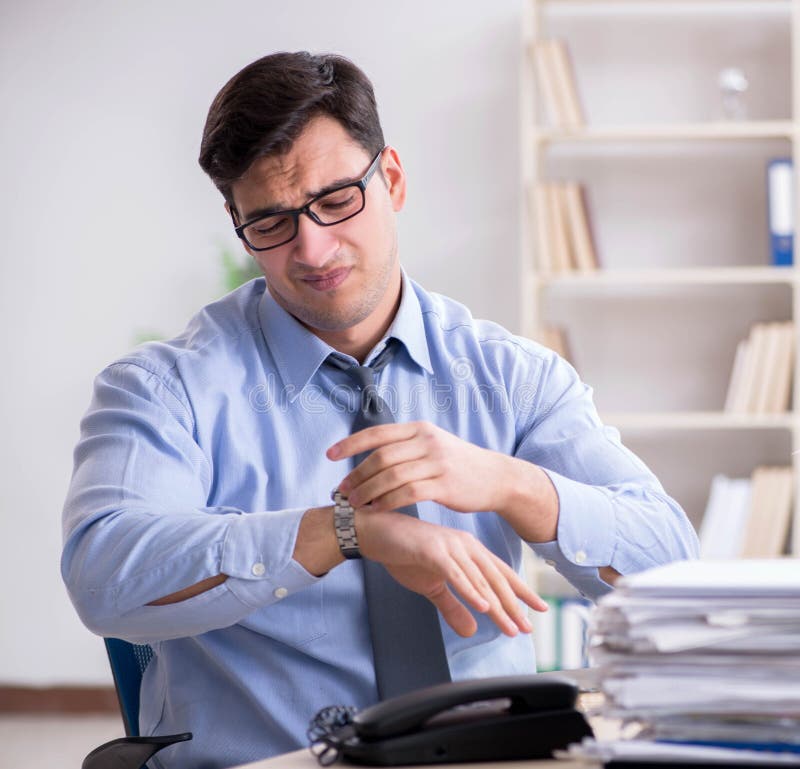 Extremely Busy Businessman Working in Office Stock Photo - Image of ...
