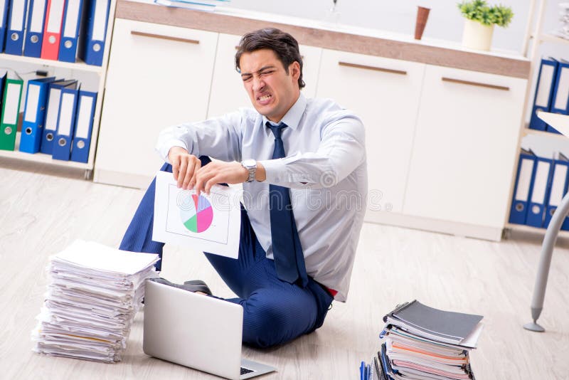 The Extremely Busy Employee Working in the Office Stock Image - Image ...