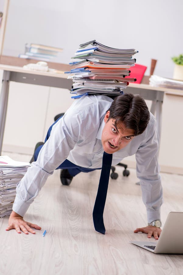 The Extremely Busy Employee Working in the Office Stock Image - Image ...