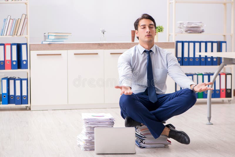 The Extremely Busy Employee Working in the Office Stock Photo - Image ...
