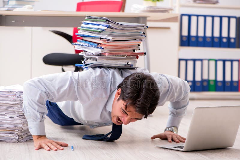 The Extremely Busy Employee Working in the Office Stock Photo - Image ...