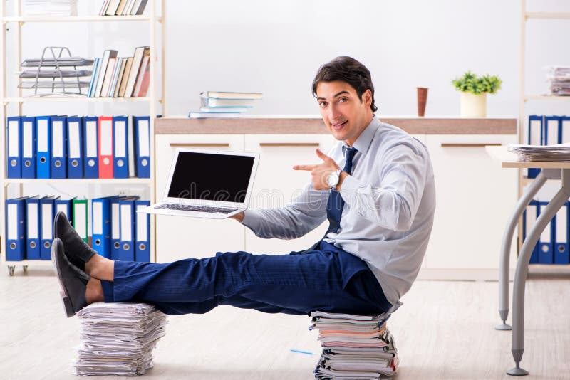 The Extremely Busy Employee Working in the Office Stock Photo - Image ...