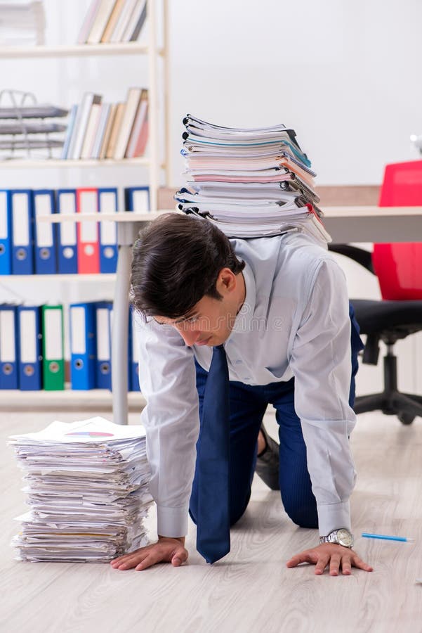 The Extremely Busy Employee Working in the Office Stock Photo - Image ...