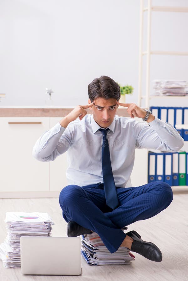 The Extremely Busy Employee Working in the Office Stock Photo - Image ...