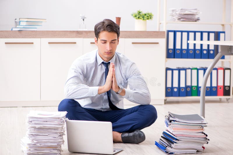 The Extremely Busy Employee Working in the Office Stock Image - Image ...