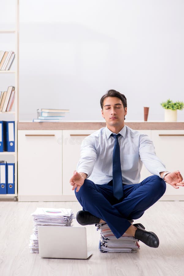 The Extremely Busy Employee Working in the Office Stock Photo - Image ...