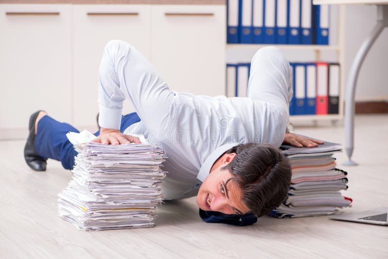 The Extremely Busy Employee Working in the Office Stock Photo - Image ...