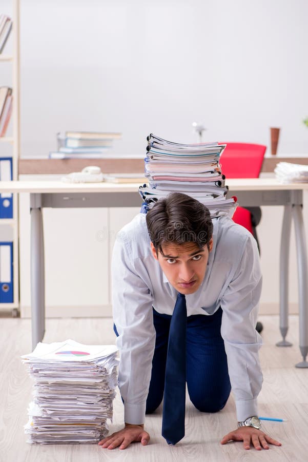 The Extremely Busy Employee Working in the Office Stock Photo - Image ...